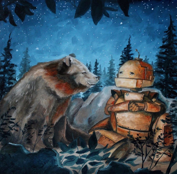 Bashful Bear Bot - Robots in Rowboats by Lauren Briere + Print on Wood ...