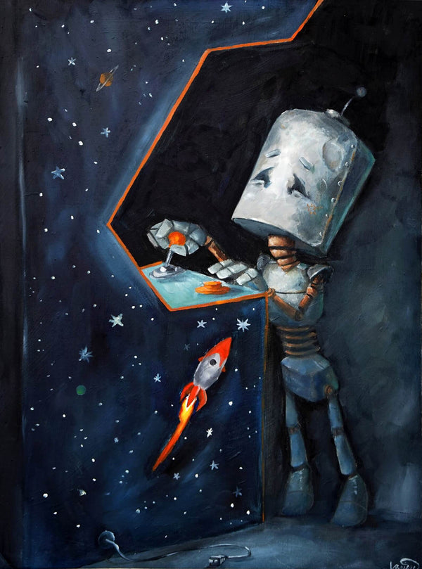 Arcade Bot - Robots in Rowboats by Lauren Briere + Paper Print - Art ...