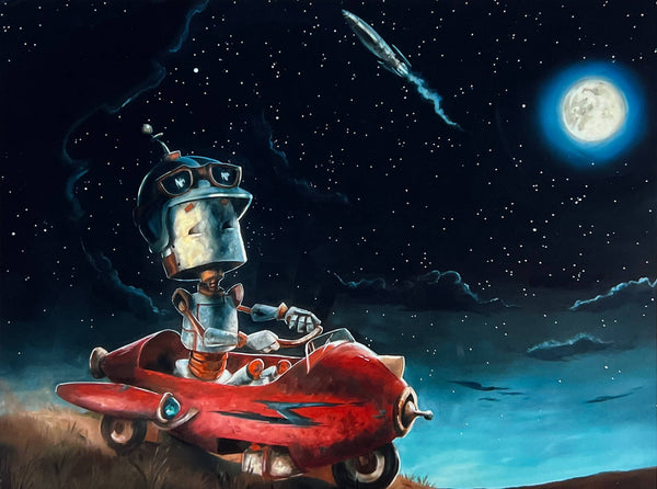 Pedal Rocket Bot - Robots in Rowboats by Lauren Briere + Paper Print ...