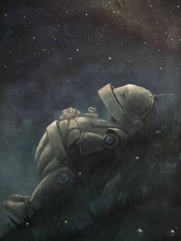 Starry Hillside Bot - Robots in Rowboats by Lauren Briere + Print on L - Art for the People Gallery