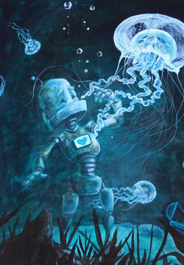 Deep Sea Bot - Robots in Rowboats by Lauren Briere + Print on Woodbloc ...